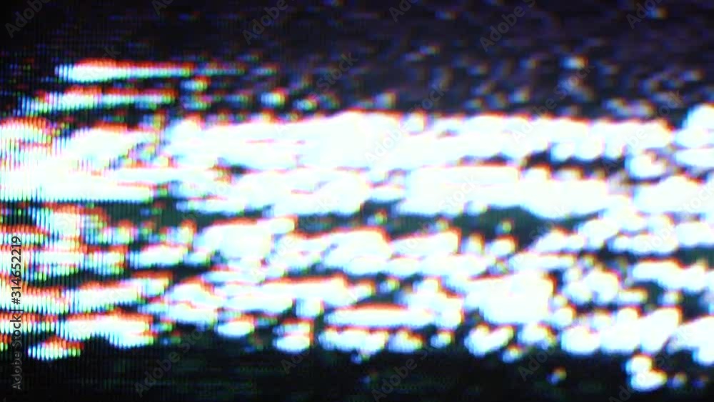 VHS real defects noise and artifacts, glitches from an old tape, black ...