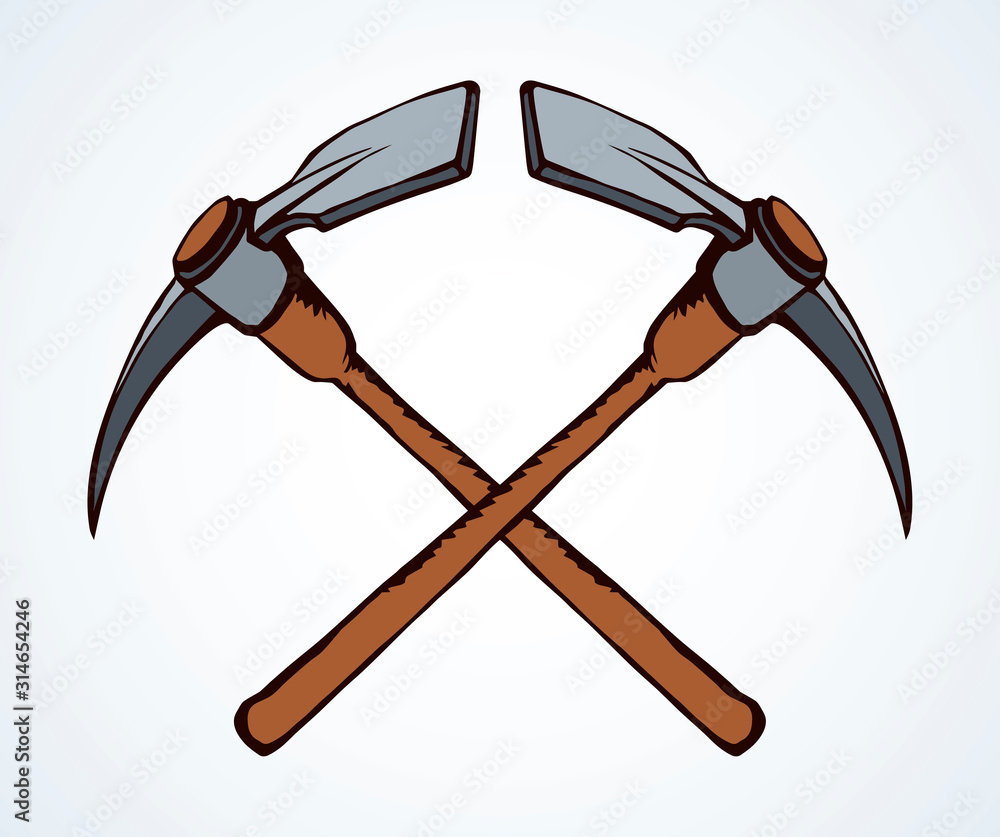 Pick axe icon. Vector drawing sign Stock Vector | Adobe Stock