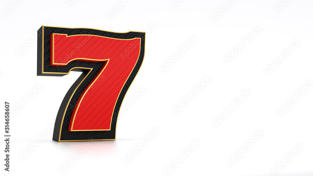 7 Jackpot Symbol On The White Background - 3D Illustration Stock ...
