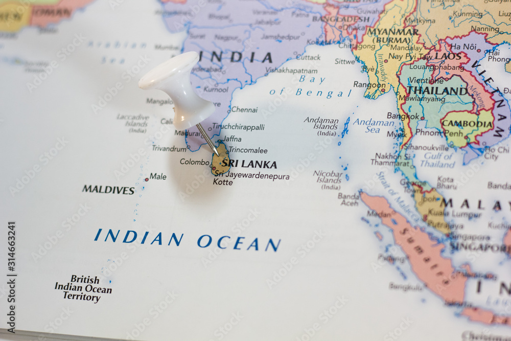 Sri Lanka on the map of the world. Stock Photo | Adobe Stock