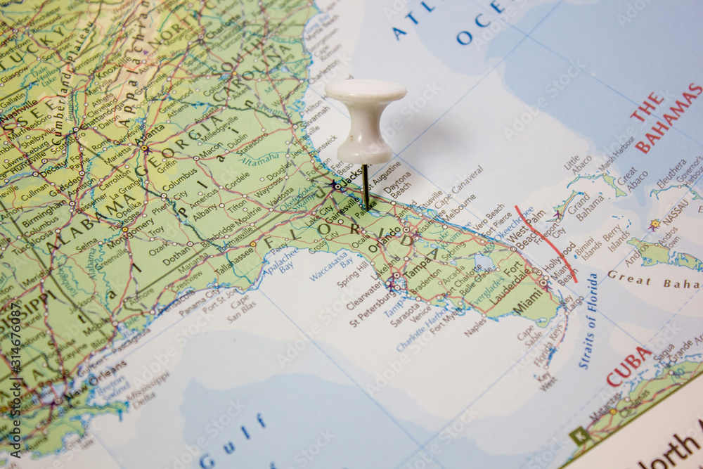 American state Florida on the map of the world. Stock Photo | Adobe Stock