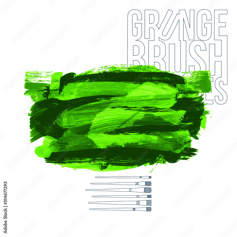 Green brush stroke and texture. Grunge vector abstract hand - painted ...
