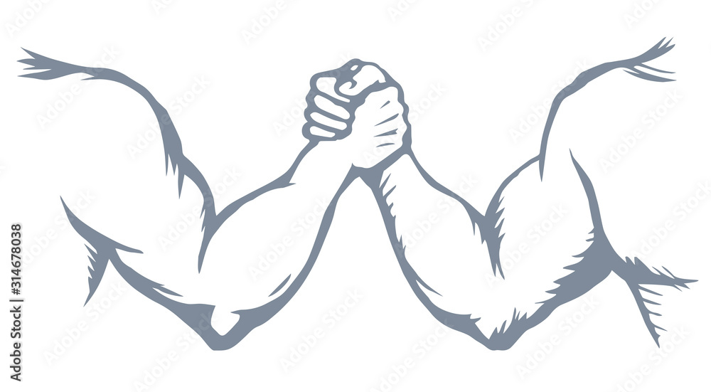 Hand wrestling contest. Vector drawing Stock Vector | Adobe Stock