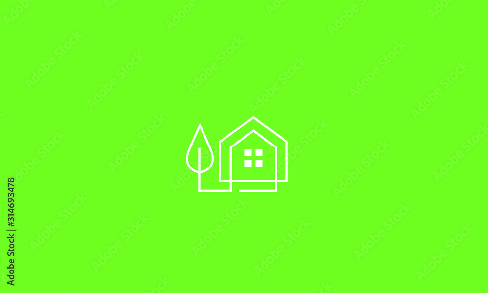 A line art icon logo of house with a tree Stock Vector | Adobe Stock
