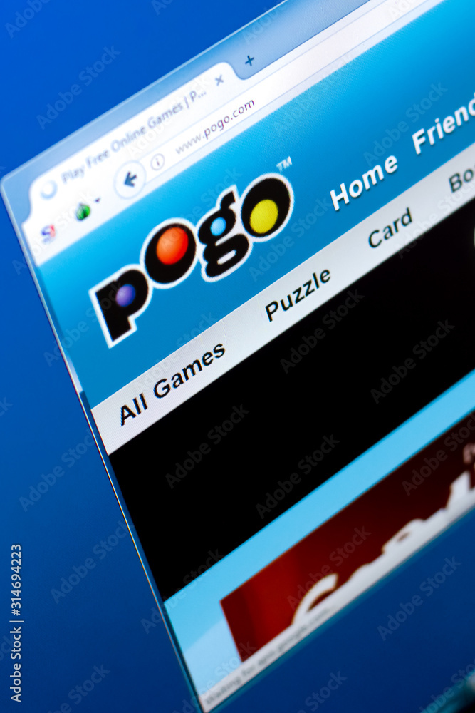 Ryazan, Russia - March 28, 2018 - Homepage of Pogo - games site on the ...