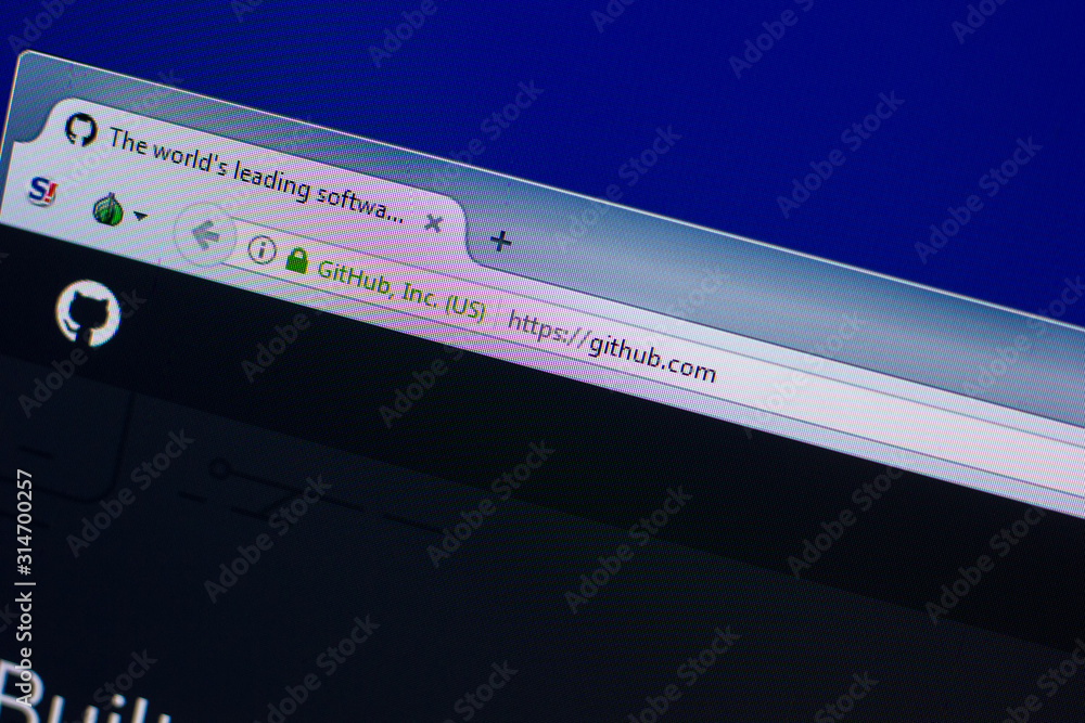 Ryazan, Russia - April 16, 2018 - Homepage of GitHub website on the ...