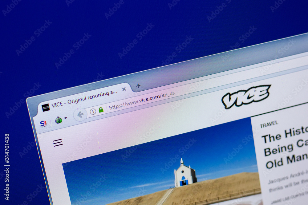 Ryazan, Russia - April 16, 2018 - Homepage of Vice website on the ...