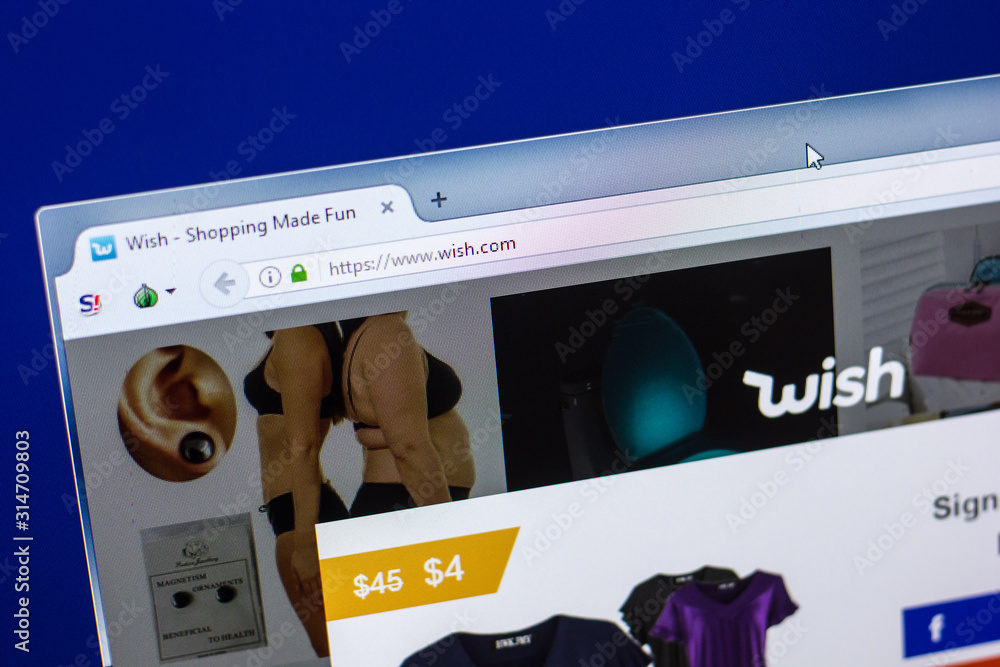 Ryazan, Russia - April 29, 2018: Homepage of Wish website on the ...