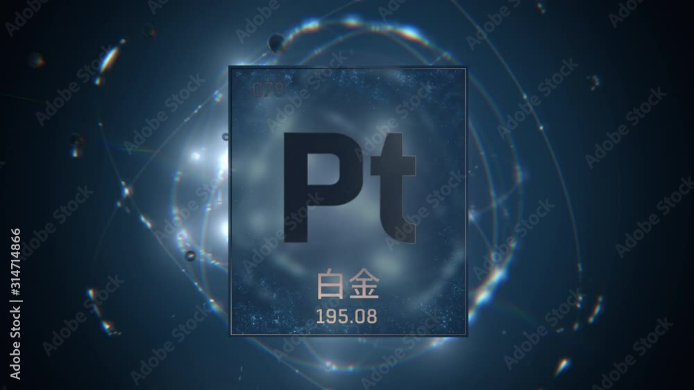 Platinum as Element 78 of the Periodic Table. Seamlessly looping 3D ...