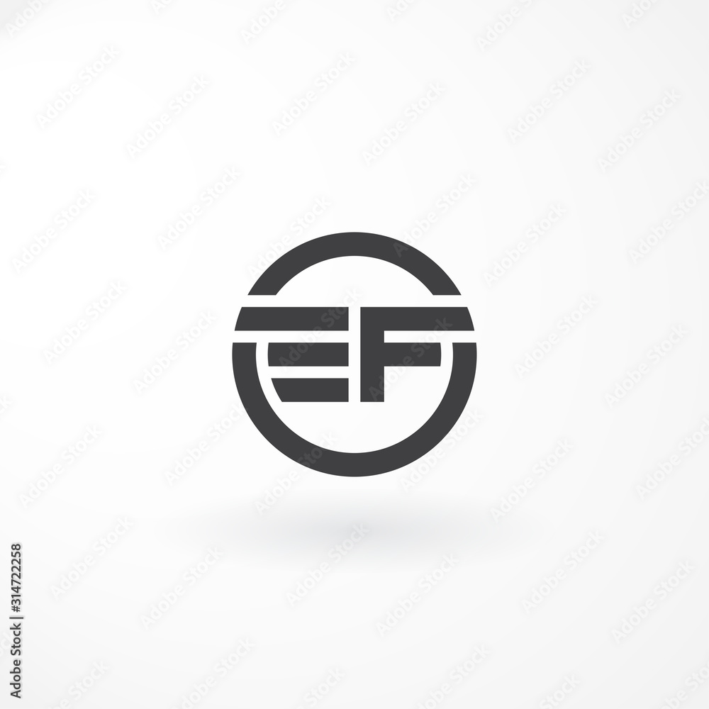 Monogram Design Letter with Combination Letter EF and Line Circle Stock ...