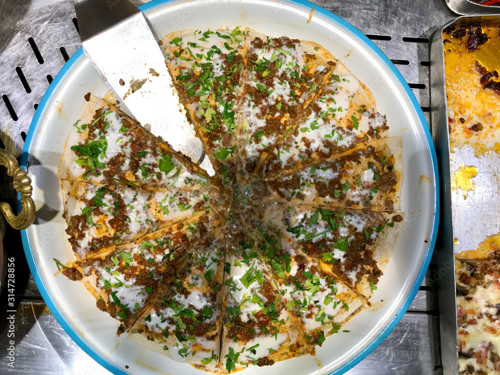 Turkish Kayseri Food Yaglama Layers of Flat Bread with Ground Meat and ...