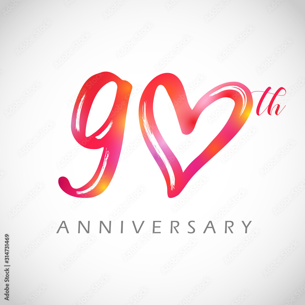 90 years old logotype. 90 th anniversary numbers. Decorative symbol ...
