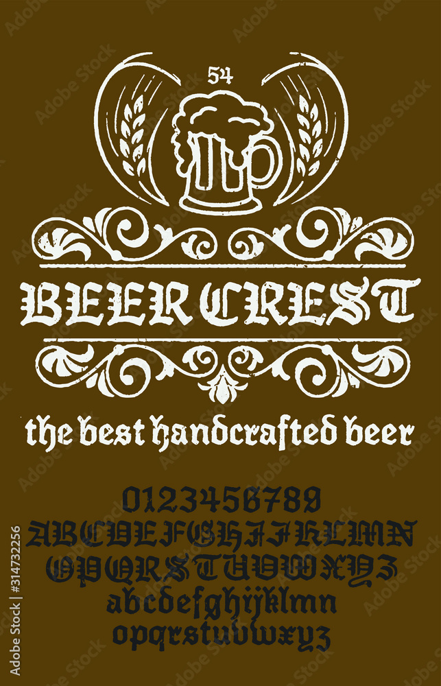 Brewery vintage alphabet font. Custom handwritten alphabet. Retro ...