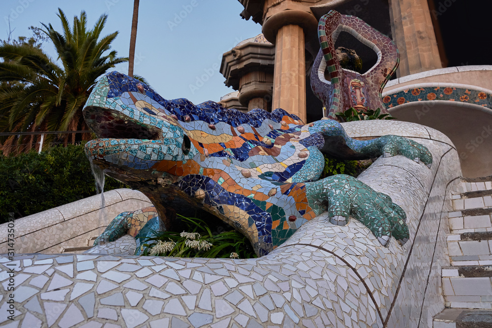August 17, 2019. Barcelona, Spain. This photo was taken in Park Güell ...