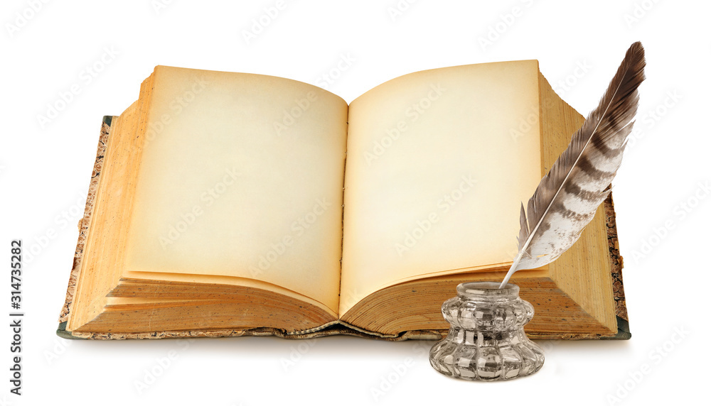 old book and quill Stock Photo | Adobe Stock