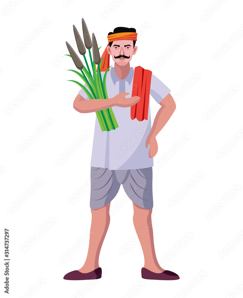 indian farmer standing vector Stock Vector | Adobe Stock