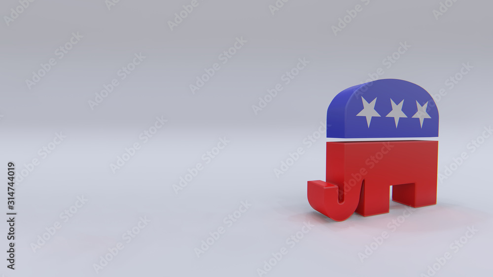 USA political parties symbols: democrats and repbublicans 3D rendering ...