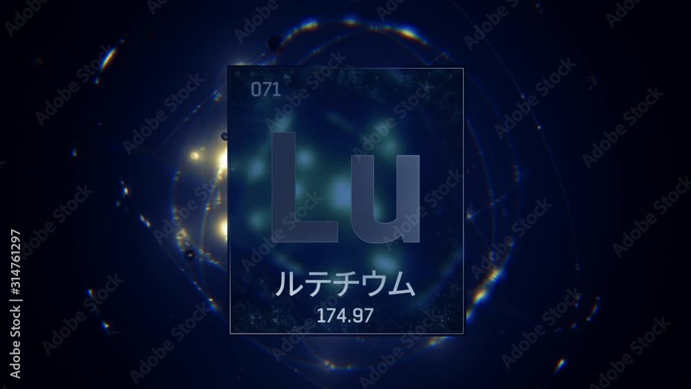 Lutetium as Element 71 of the Periodic Table. Seamlessly looping 3D ...
