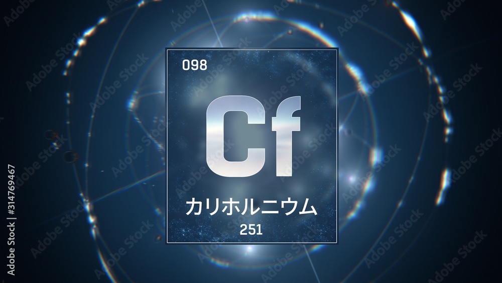 Californium as Element 98 of the Periodic Table. Seamlessly looping 3D ...