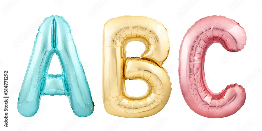 Alphabetical letters ABC made of colorful inflatable balloon letters ...