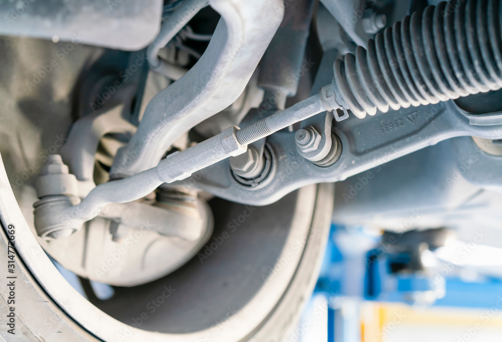 Car bottom view wishbone power steering rack arm suspension and etc ...