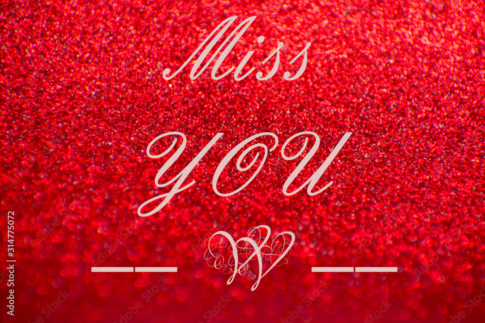 red sparly background with text "miss you" Stock Illustration | Adobe Stock