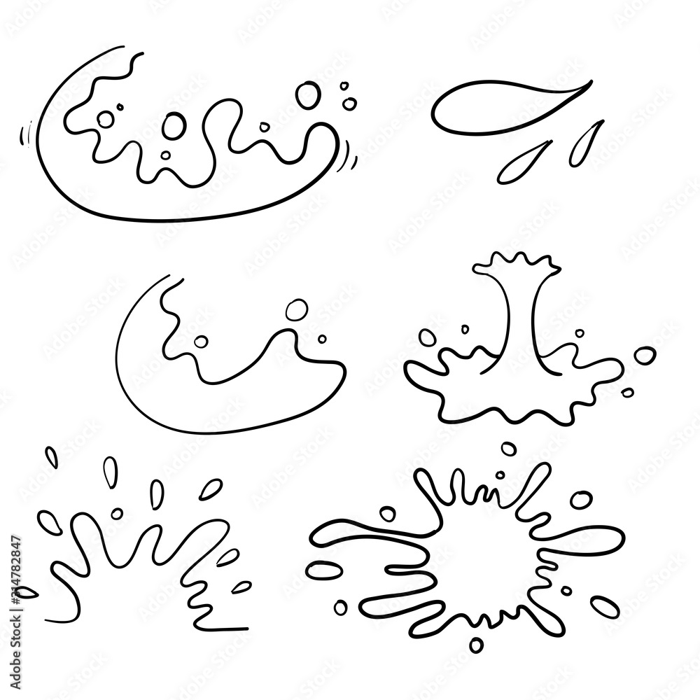 Water Splash Cartoon Black And White