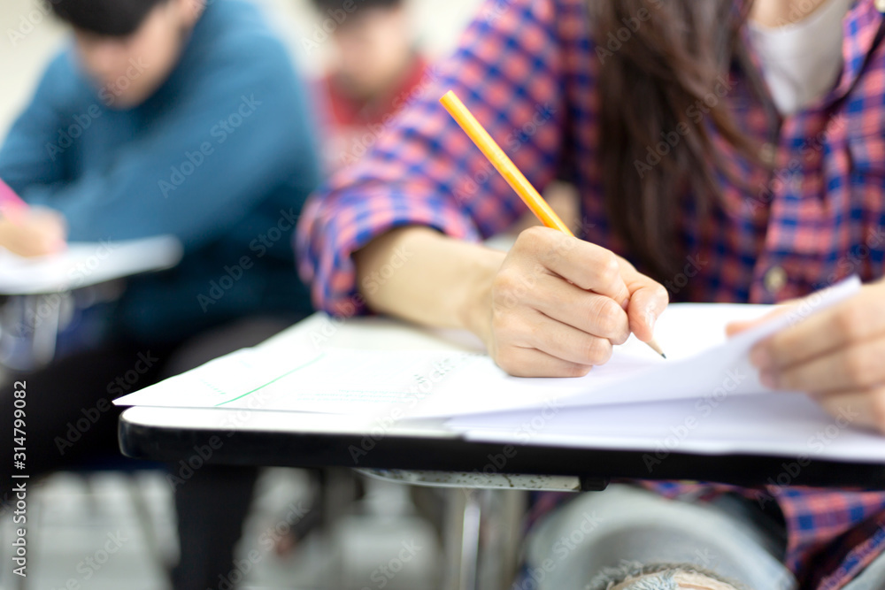 Fotografia do Stock: high school,university student study.hands holding ...