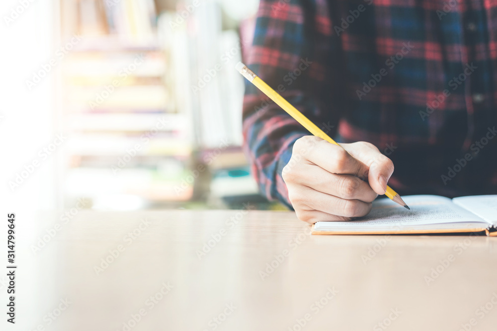 high school,university student study.hands holding pencil writing paper ...