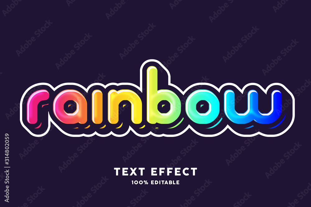 Rainbow text effect, editable text Stock Vector | Adobe Stock