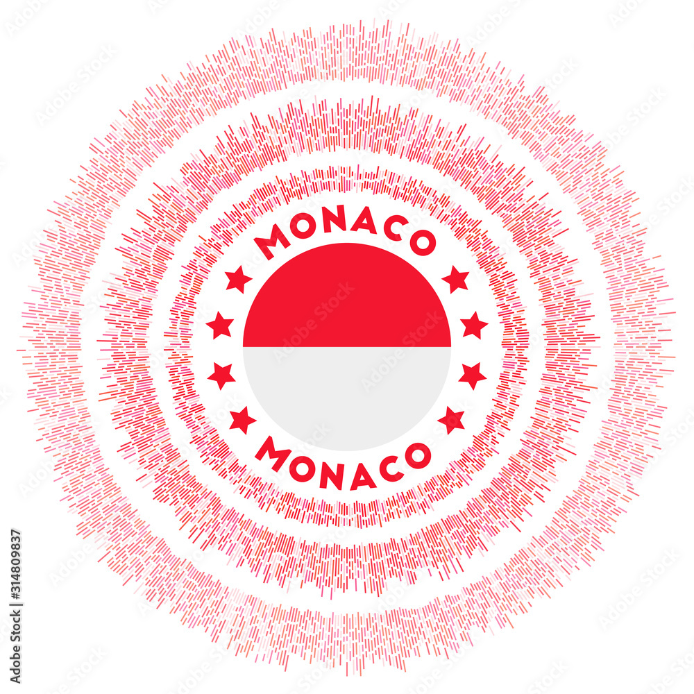 Monaco symbol. Radiant country flag with colorful rays. Shiny sunburst ...