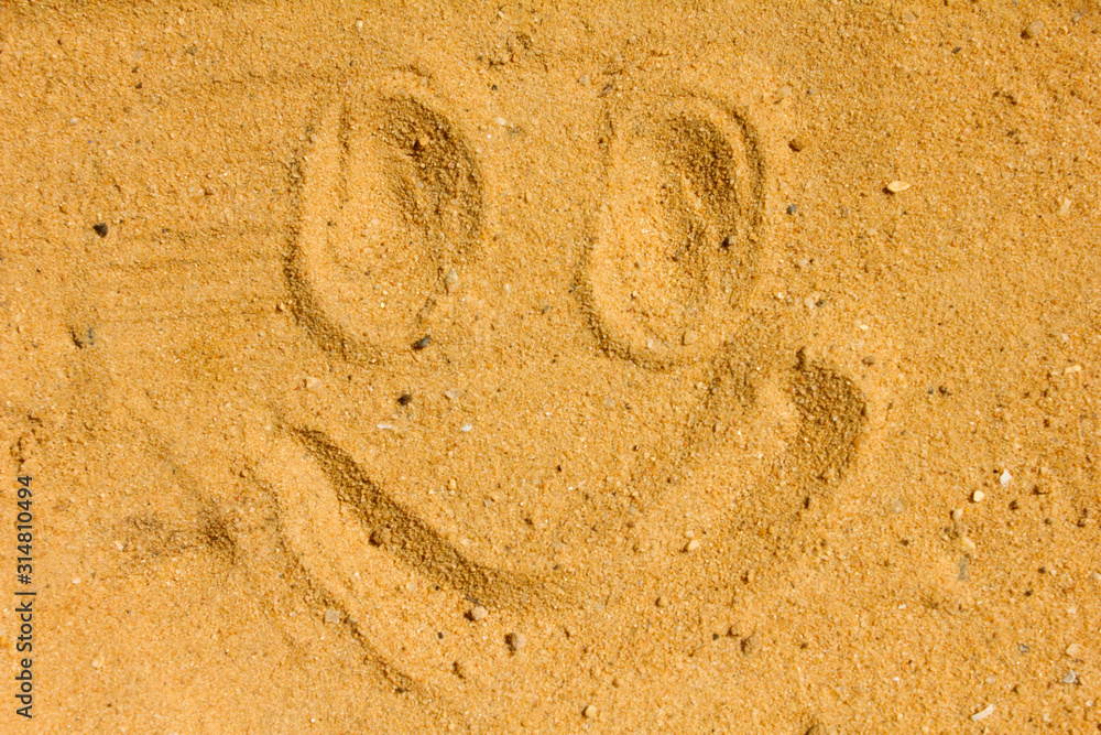 Smiley face images emotion Draw on the sand and nature Stock Photo ...