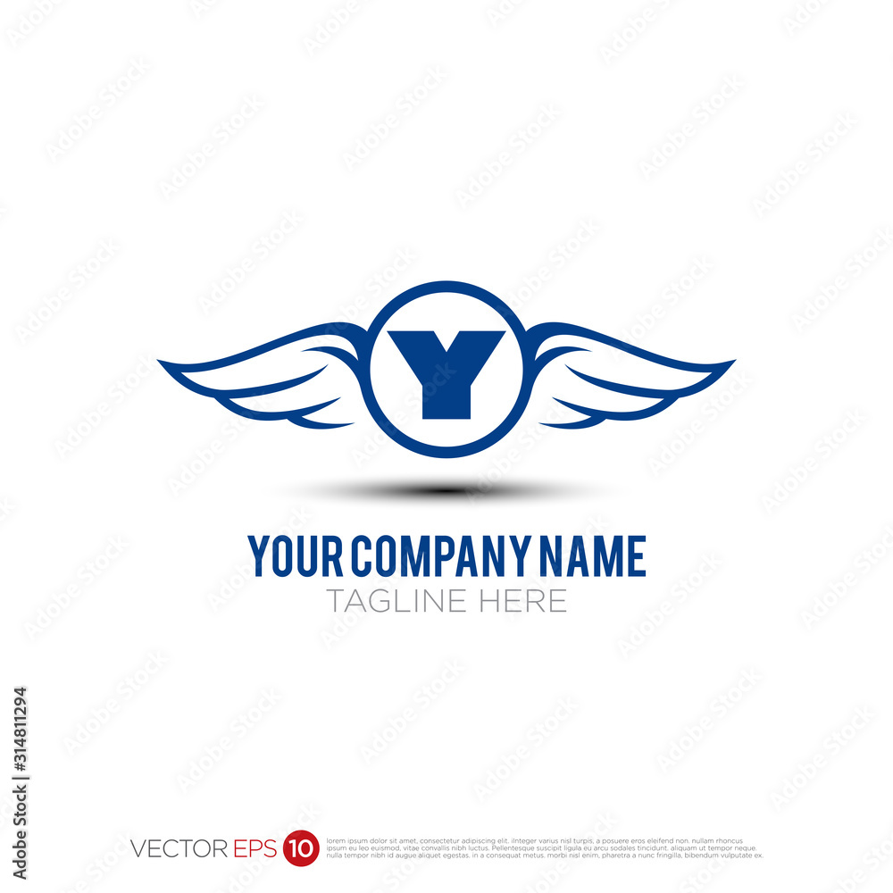 Pictograph of wing with ring style for template logo initial letter Y ...