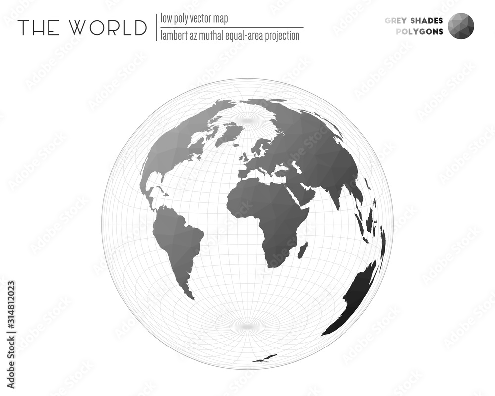 Abstract world map. Lambert azimuthal equal-area projection of the ...