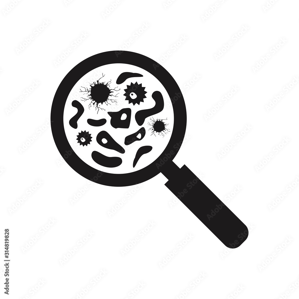 Bacterial microorganism in a magnifying glass, micro-organisms ...