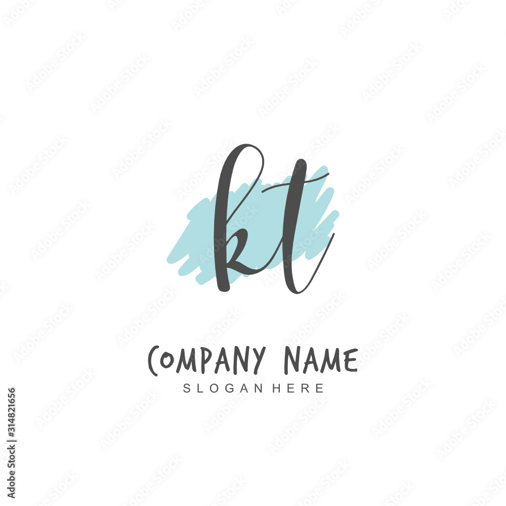 Handwritten initial letter K T KT for identity and logo. Vector logo ...
