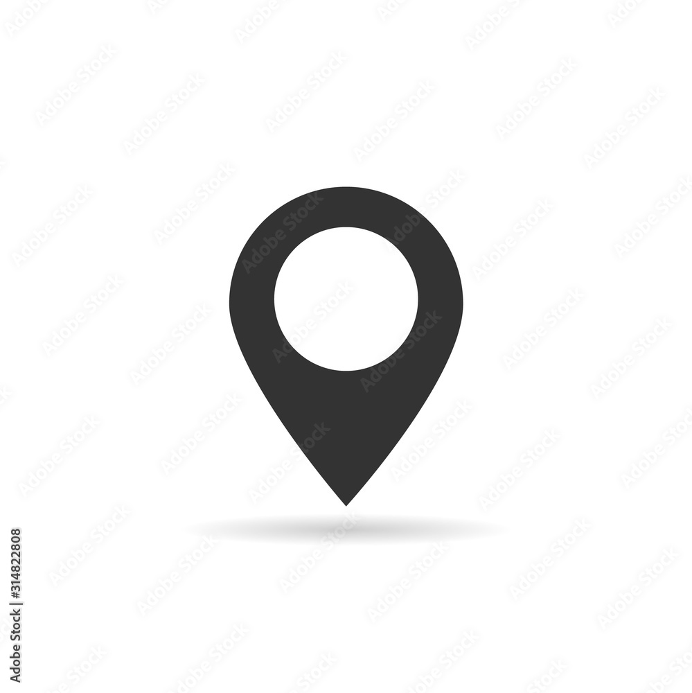 pointer in abstract style on white background. Arrow pointer icon. Map pin pointer icon location ...