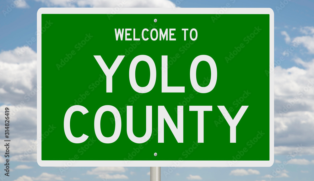 Rendering of a green 3d highway sign for Yolo County Stock-Illustration ...