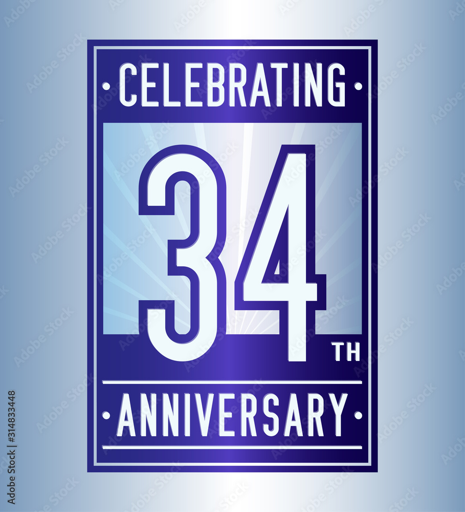 34 years logo design template. Anniversary vector and illustration ...