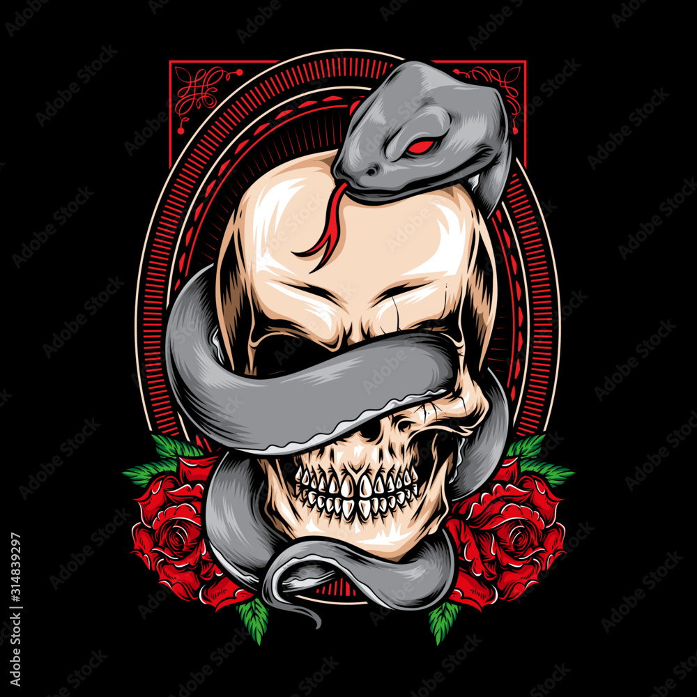snake skull vector tshirt design Stock Vector | Adobe Stock
