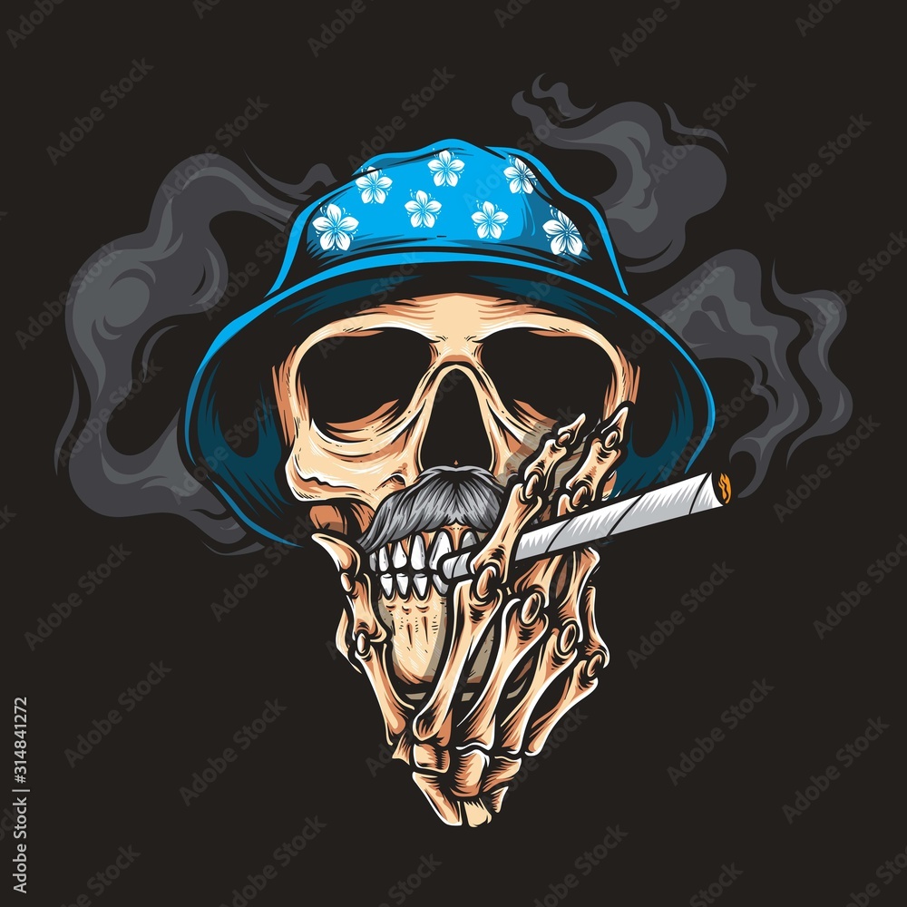skull smoking vector logo illustration Stock Vector | Adobe Stock