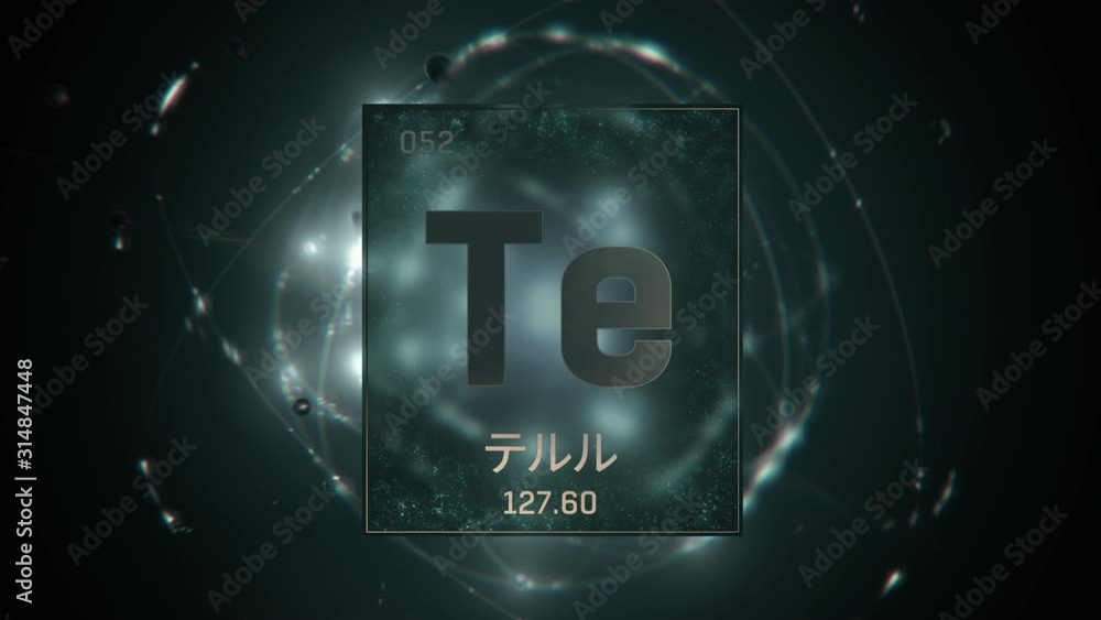 Tellurium as Element 52 of the Periodic Table. Seamlessly looping 3D ...
