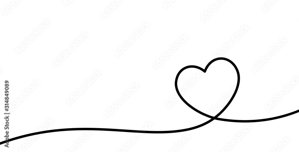 Valentines card with line art drawing of simple heart sign. Stock ...