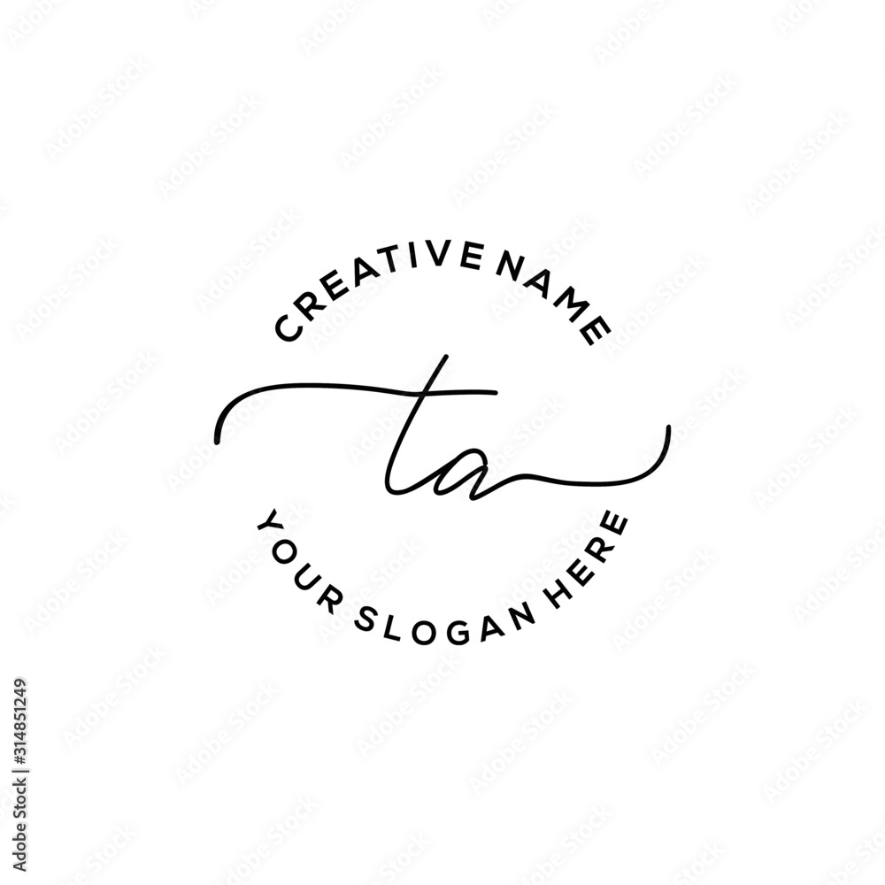 Initial letter TA Signature handwriting Logo Vector Stock Vector ...