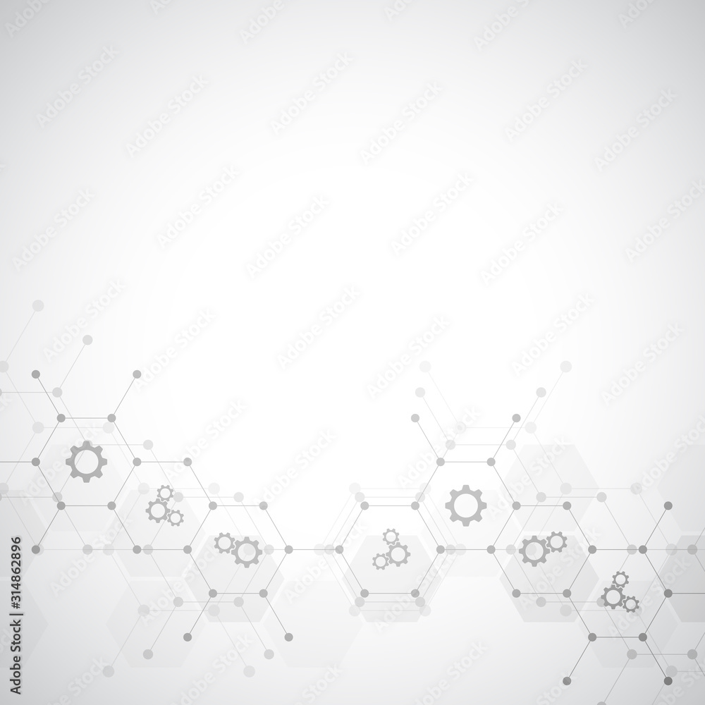 Abstract technical background with gears and cogs icons. Template ...