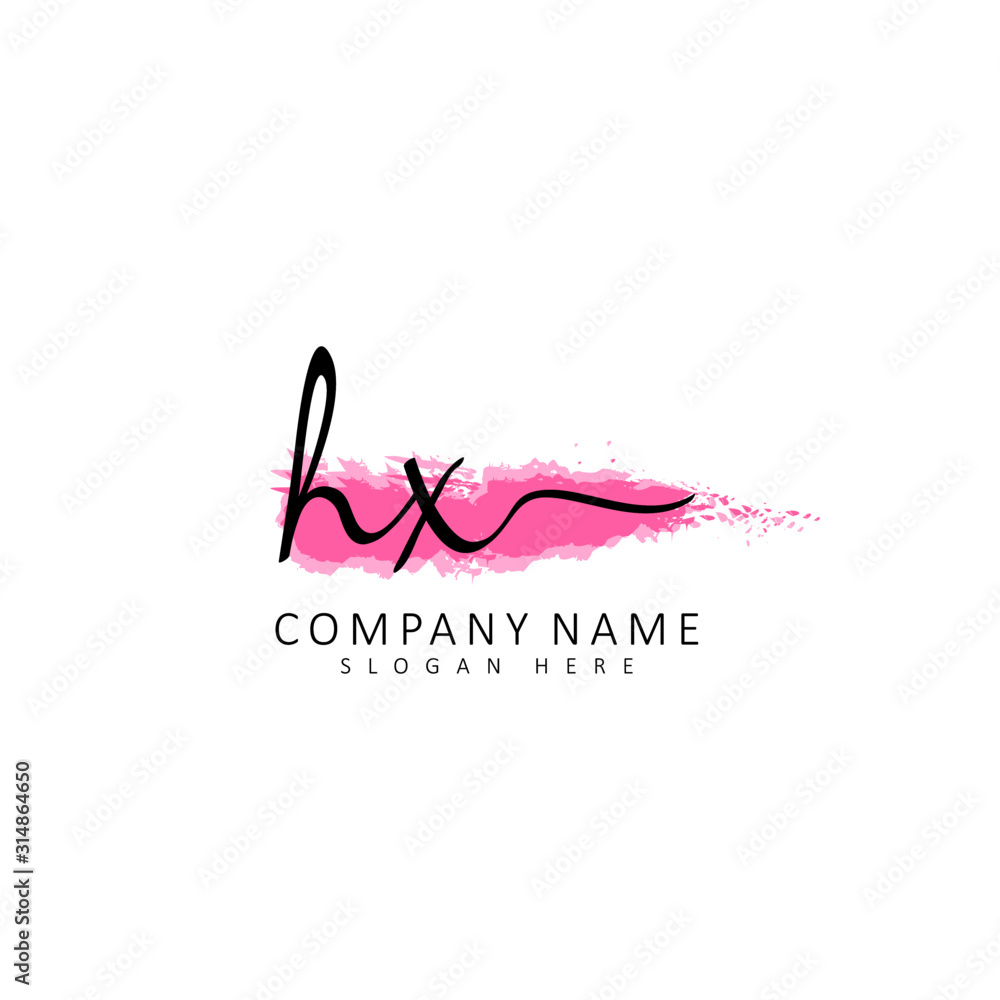 Initial HX handwriting logo of initial signature, make up, wedding ...