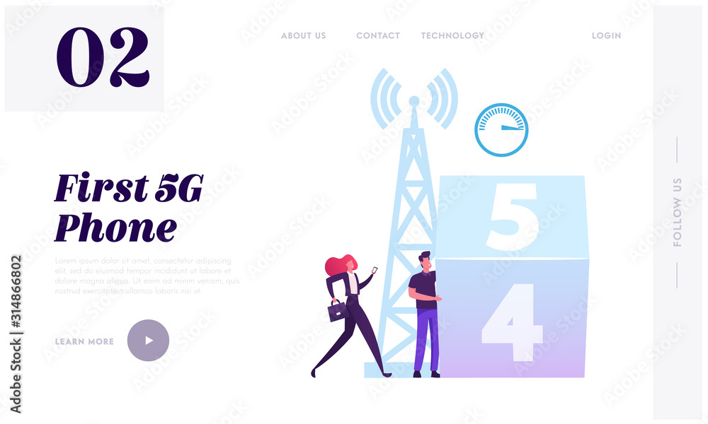 Online Communication, 4G 5G Internet Connection Website Landing Page ...