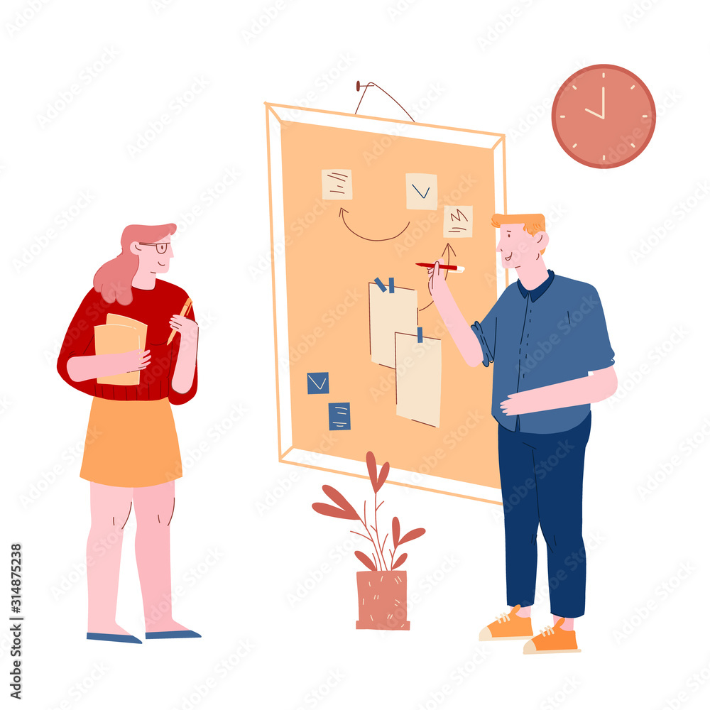 Agile Development Software Methodology Concept. People Sticking Papers ...