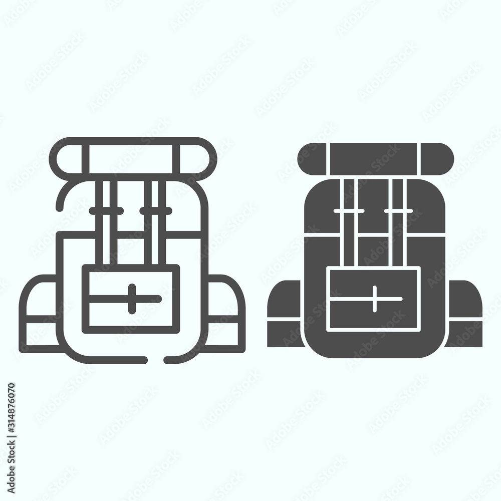 Army backpack line and glyph icon. Military rucksack vector ...