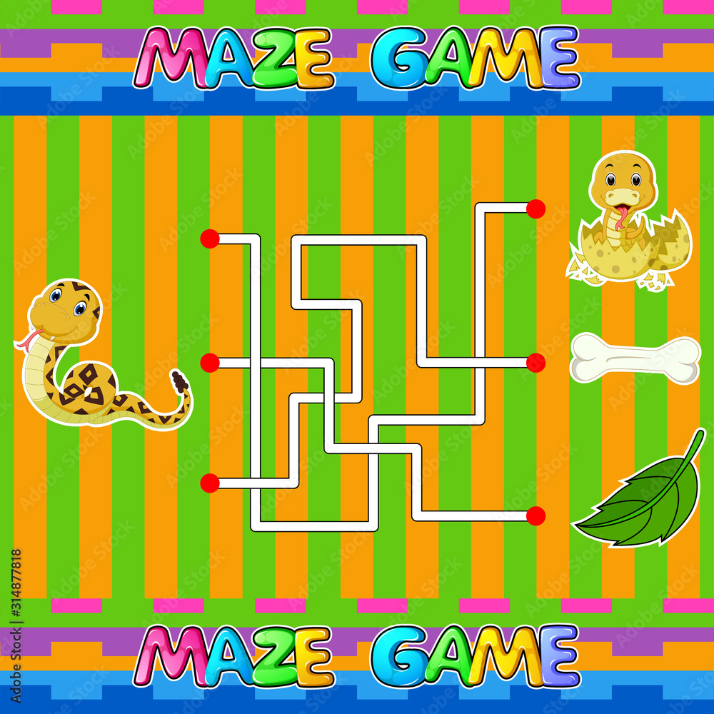Help snake find the right path to newly hatched snake. Labyrinth. Maze ...